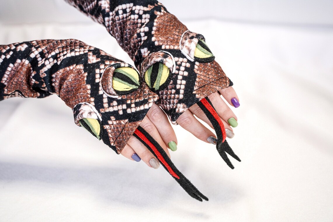 Handmade Snake Costume Fingerless Gloves for Adults - Etsy