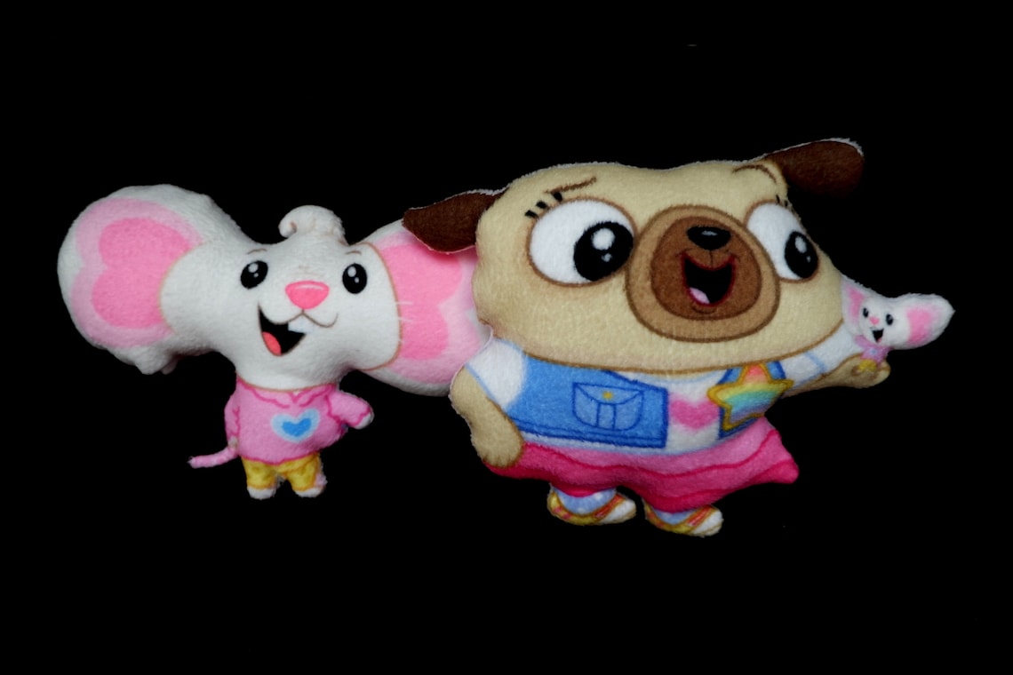 Chip and Potato Plushies & Drawstring Bag: Handmade Cartoon Toys - Etsy