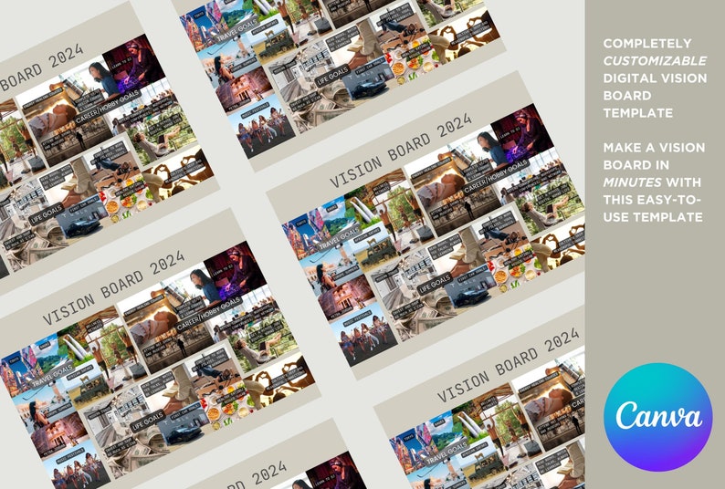 Editable Vision Board Canva Template, Goal Planner (digital Download ...