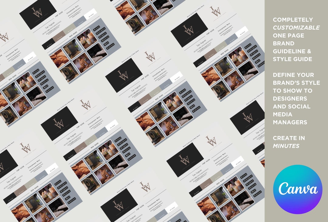 One Page Brand Guidelines, Mood Board, Style Guide, Branding, Brand Kit ...