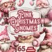 Pink Christmas Gnome Clipart, PNG Holiday Gnomes | Vintage-inspired ...
