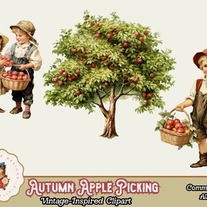 Apple Picking Clipart, Apple PNG, Fall Autumn Harvest, Apple Orchard ...