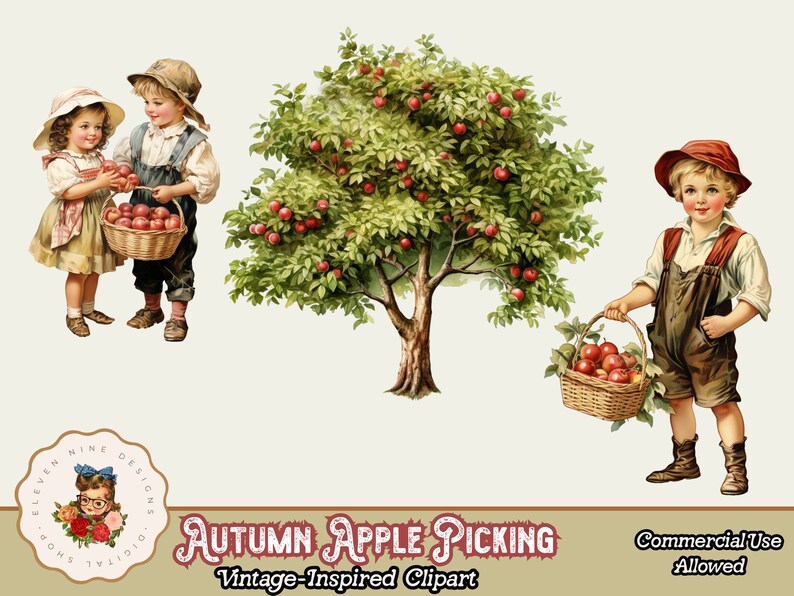 Apple Picking Clipart, Apple PNG, Fall Autumn Harvest, Apple Orchard ...