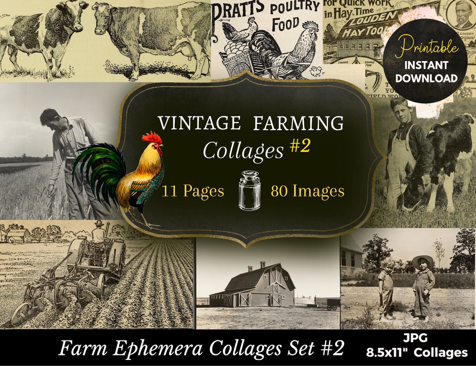 Digital Collage Sheet Farm, Vintage Farm Ephemera, Farm Journal, Farm ...