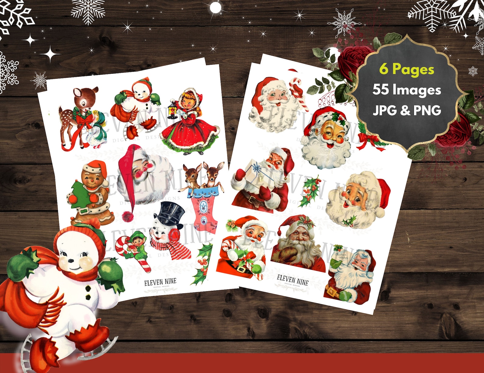 Christmas Digital Collage Sheetsprintable Vintage Christmas | Etsy