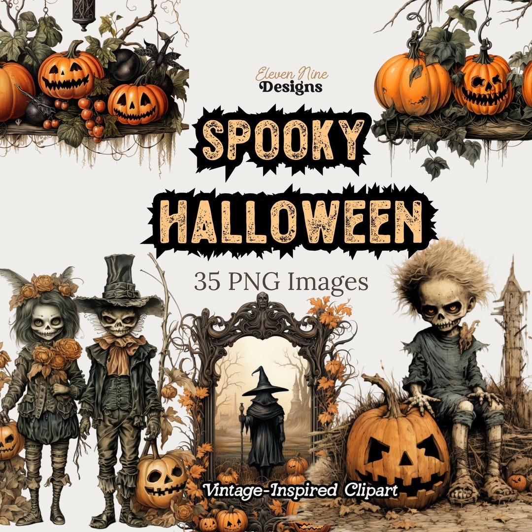 Vintage Halloween Clipart, Spooky Halloween PNG, Horror PNG, Gothic ...