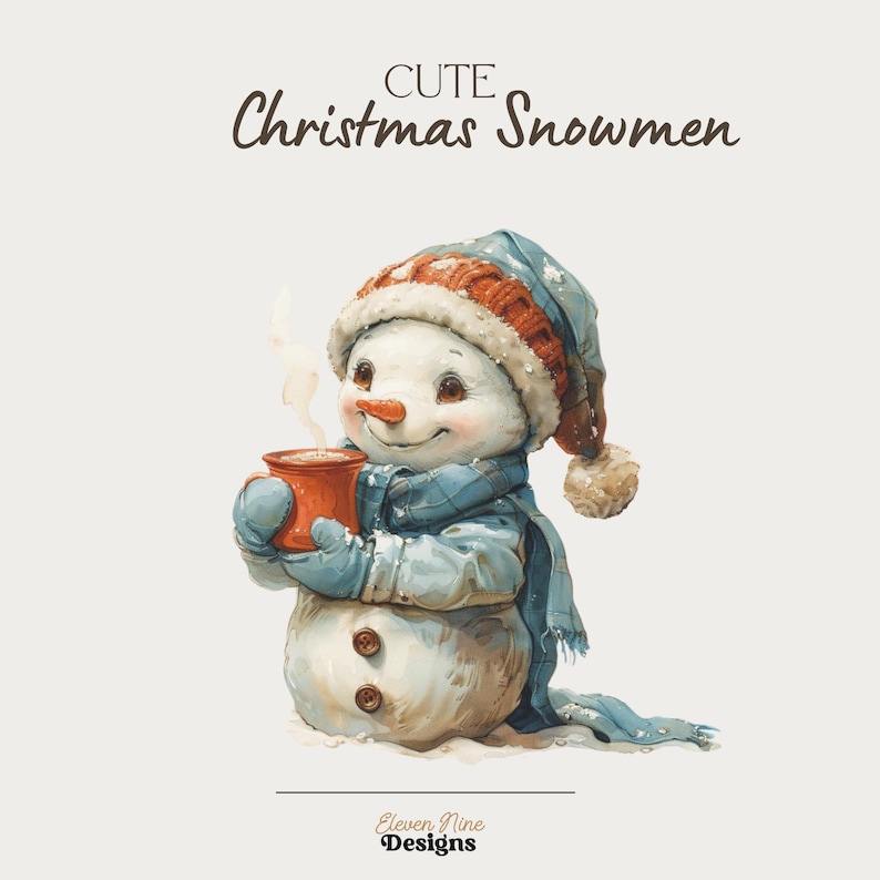 Cute Snowmen Clipart Set, Winter Clip Art Bundle, Digital Snowmen ...