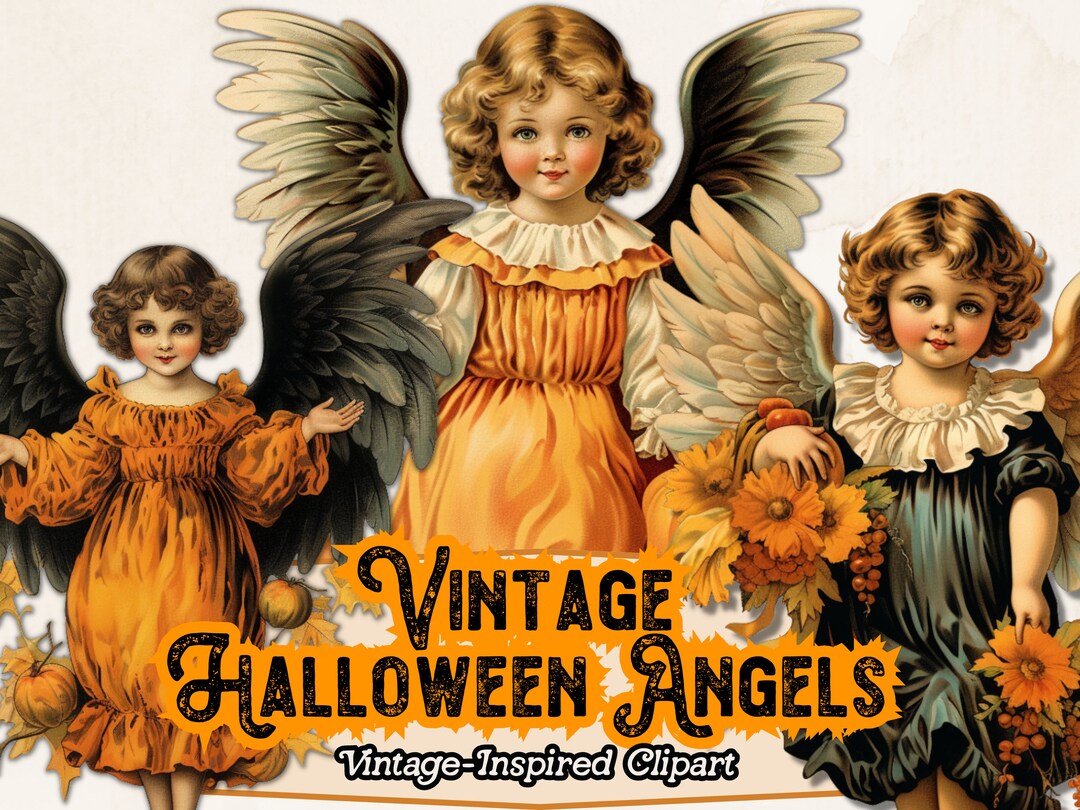 Vintage Halloween Angel Clipart, Angel PNG, Gothic Angel, Dark Angel ...