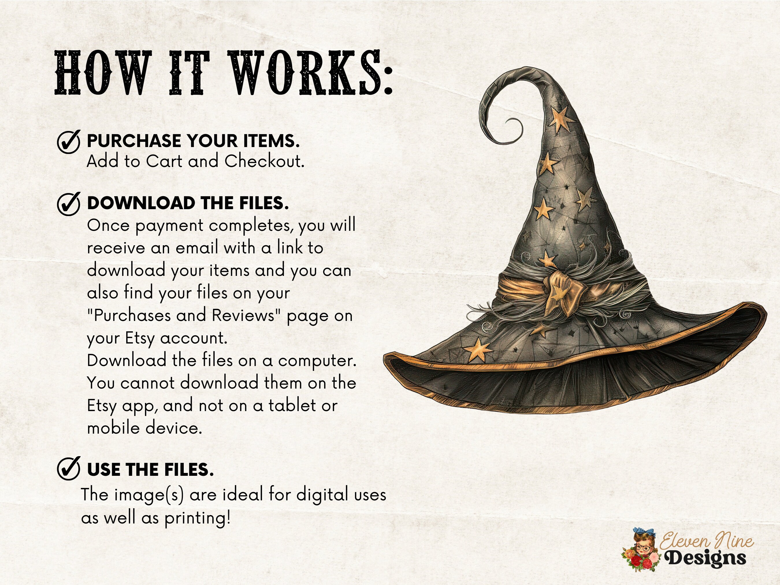 Witch Hat Clipart, Halloween Witch PNG, Commercial Use for Scrapbooking ...