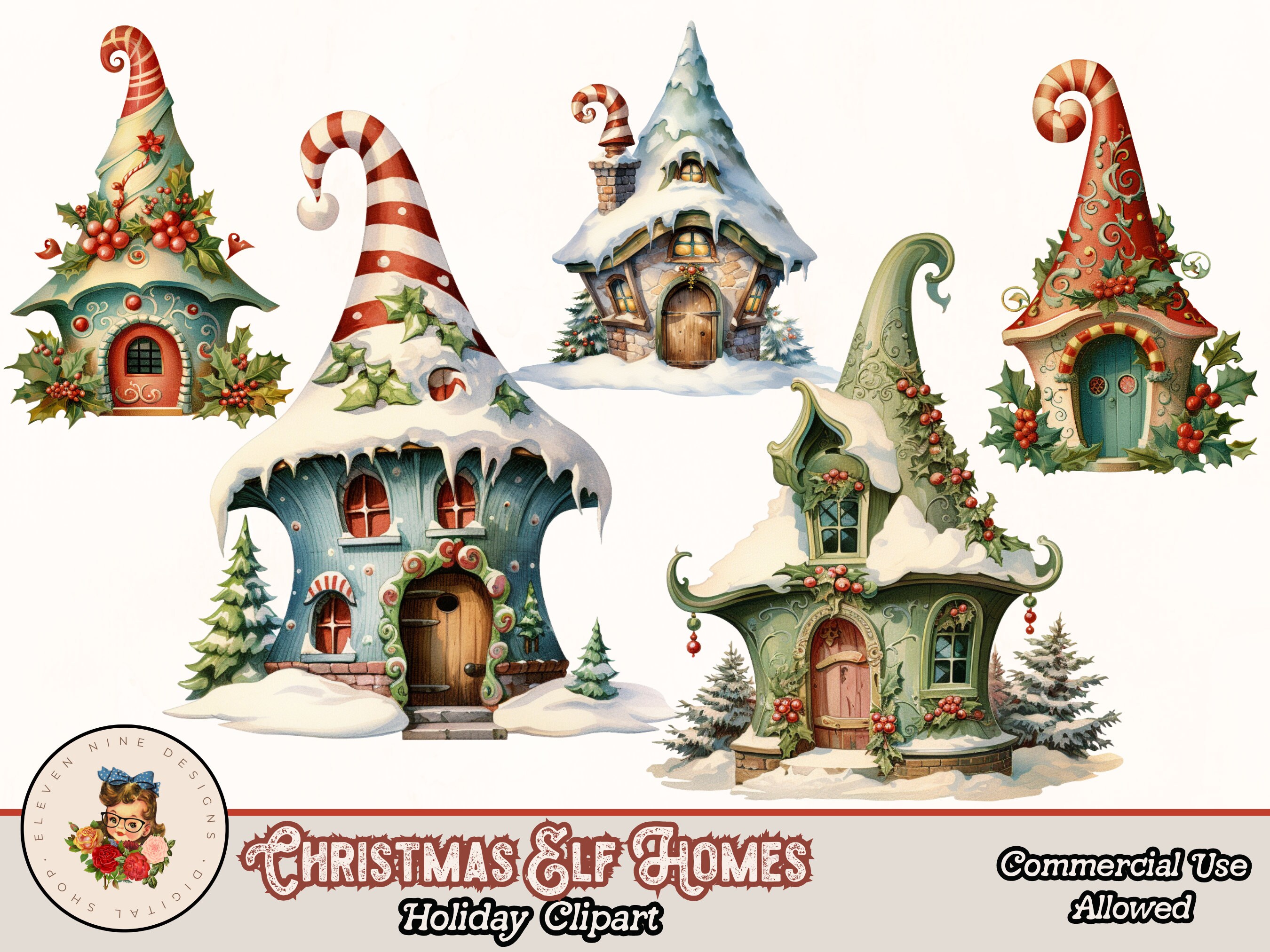 Christmas Elf House Clipart, Elf PNG, North Pole Clipart, Christmas ...