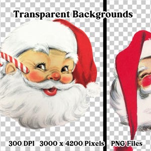 Retro Santa PNG, Cute Santa Clipart, Vintage Christmas Clipart, Retro ...
