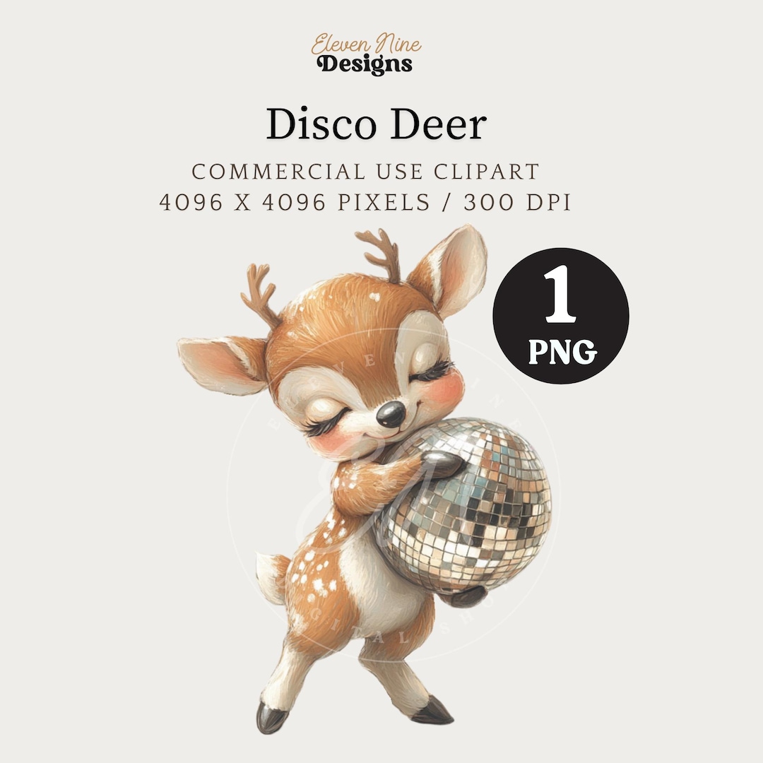 Disco Deer PNG, Dancing Deer Design, Cute Reindeer Clipart, Christmas ...