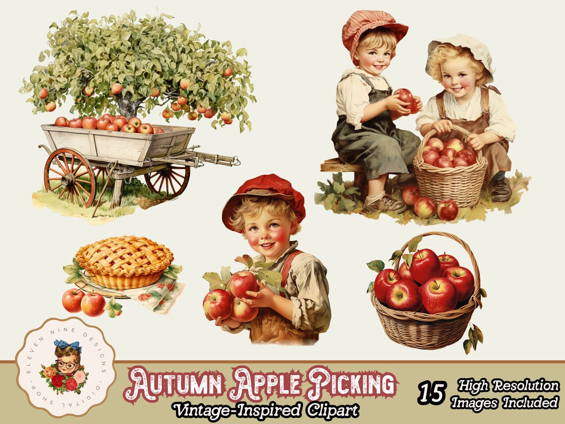 Apple Picking Clipart, Apple PNG, Fall Autumn Harvest, Apple Orchard ...