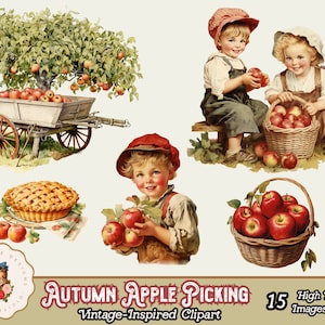 Apple Picking Clipart, Apple PNG, Fall Autumn Harvest, Apple Orchard ...