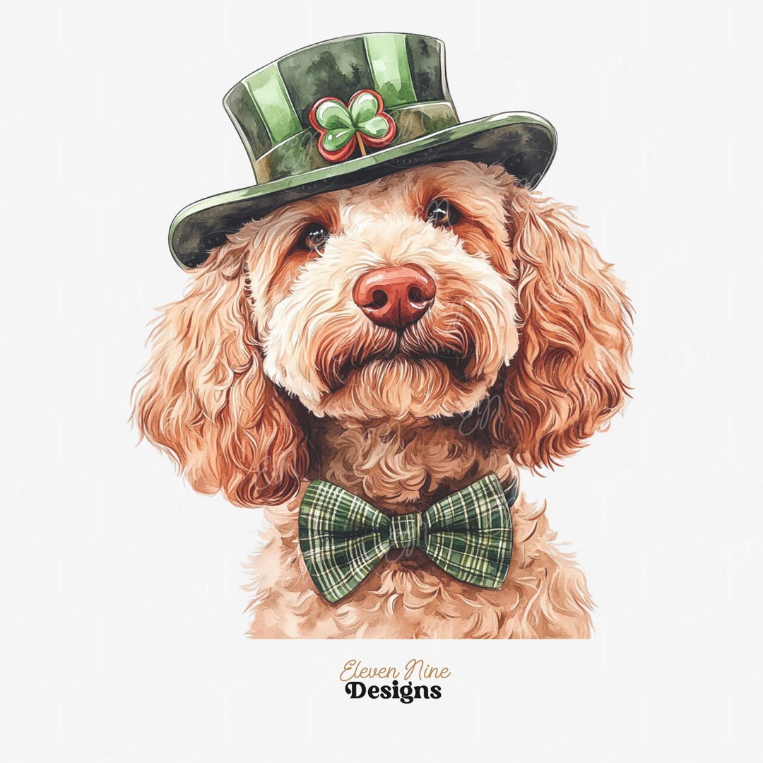 St. Patricks Day Goldendoodle PNG, Irish Puppy Clipart, Saint Patricks ...