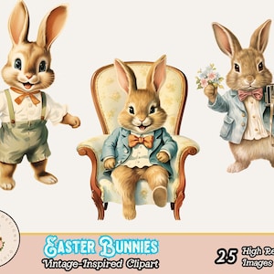Easter Bunny PNG, Cute Easter Clipart, Easter Digital Download, Spring ...
