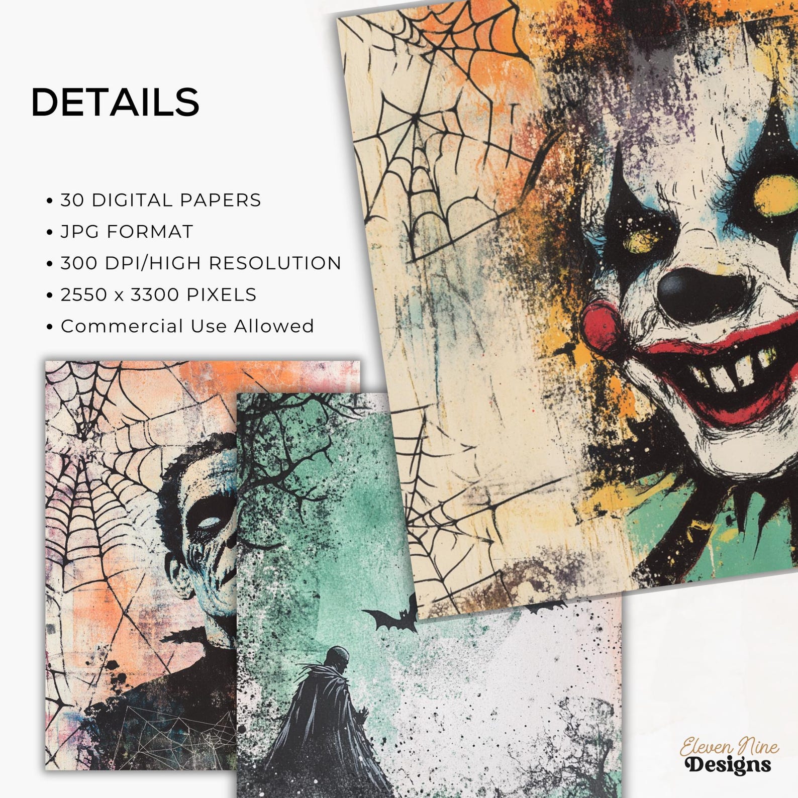 Halloween Grunge Digital Paper Pack – 30 Spooky 8.5x11" Jpgs, Horror ...