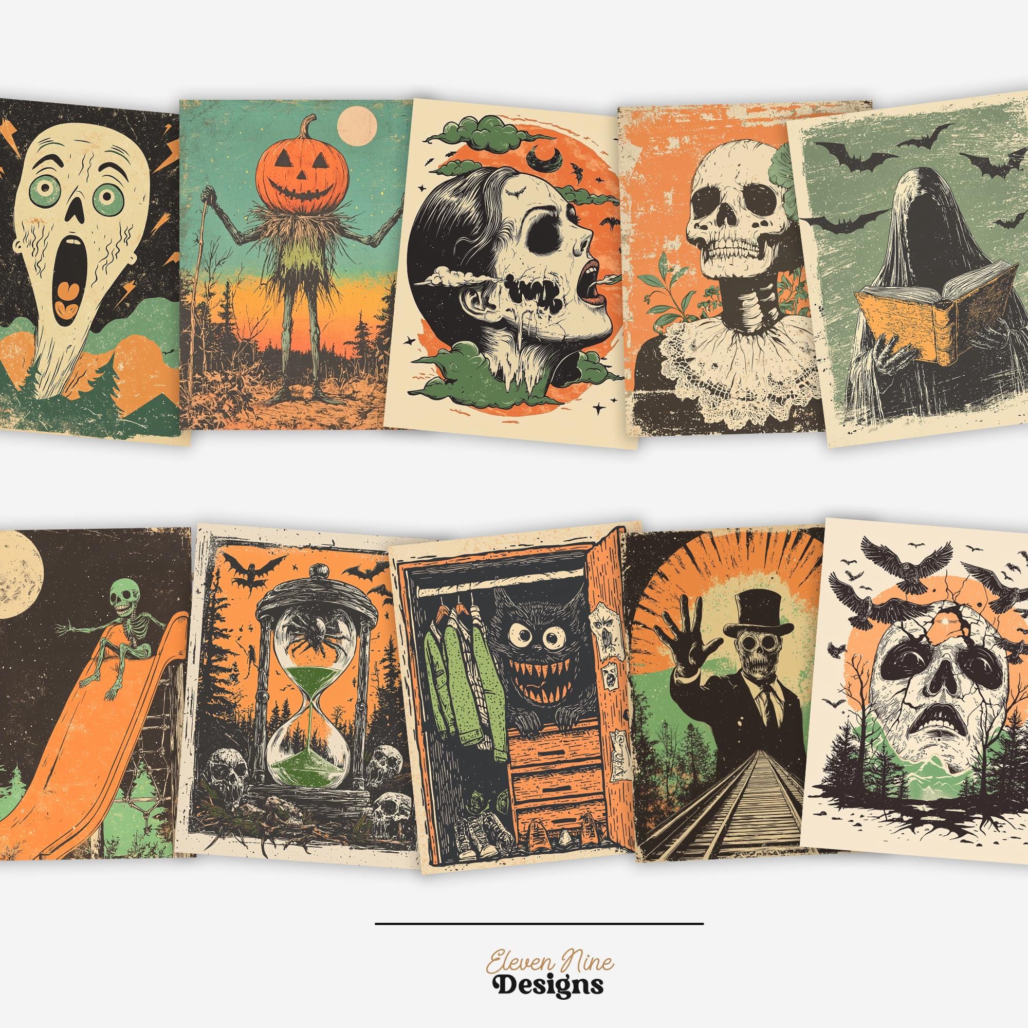 Retro Horror Comic Digital Paper – Halloween Grunge Pages for Junk ...