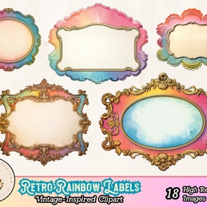 Rainbow Labels Frame Clipart, Rainbow PNG, Blank Gift Tags, Rainbow ...