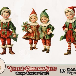 Christmas Elf Clipart PNG, Vintage Christmas Clipart, Elf Design, Elves ...