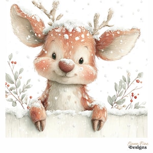 JPG Cute Reindeer Clipart, Winter Graphics, Christmas Reindeer ...