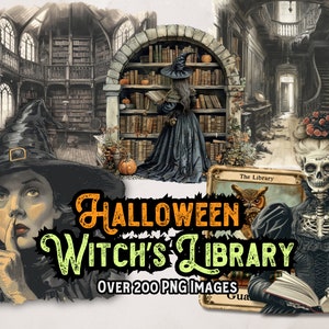 Witch Clipart Bundle, Library Clipart, Book PNG, Haunted Gothic ...
