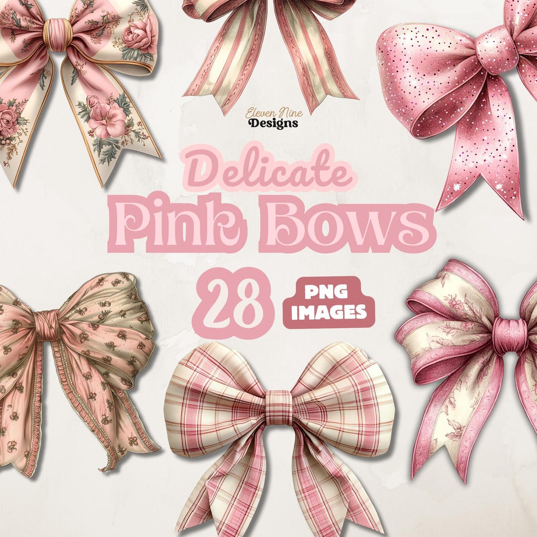 Pink Bows Clipart, Coquette Bow PNG, Girly Graphics, Cute Bow ...