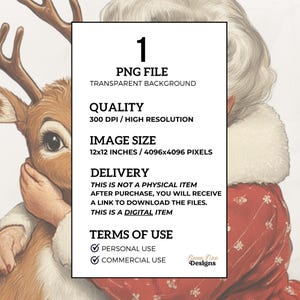 Mrs Claus With Reindeer Clipart, Cute Retro Mrs Claus Clipart, Vintage ...