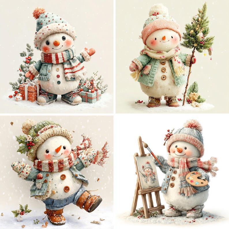 JPG Cute Snowman Clipart, Winter Graphics, Festive Snowman Printable ...