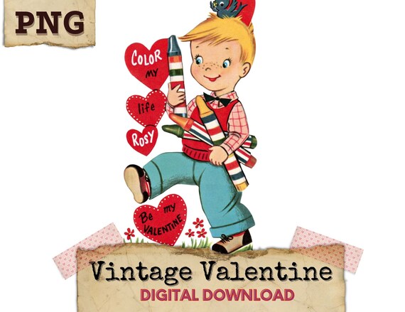 Vintage Valentines Clipart Retro Valentines Retro Clipart | Etsy