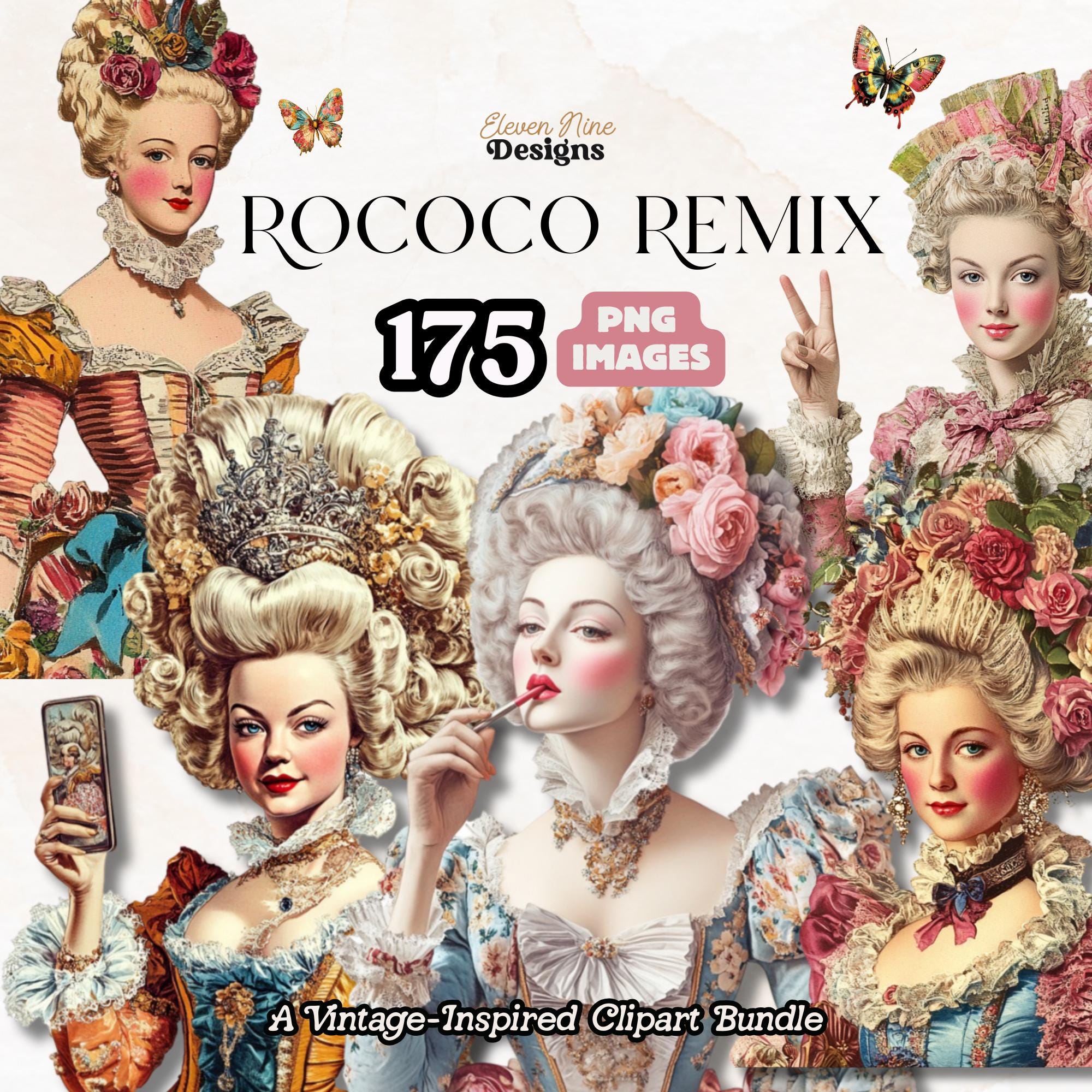 French Rococo Clipart Set, Vintage Marie Antoinette Graphics for ...
