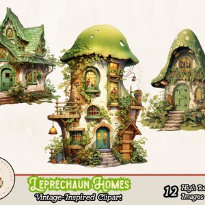 Leprechaun House Clipart, St. Patrick's Day PNG, Irish Clipart, Vintage ...