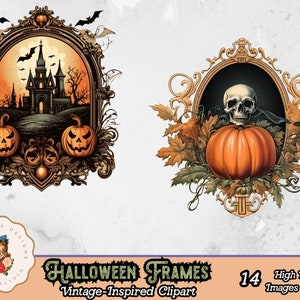 Halloween Ornate Frames Clipart, Spooky Vintage Halloween PNG, Gothic ...