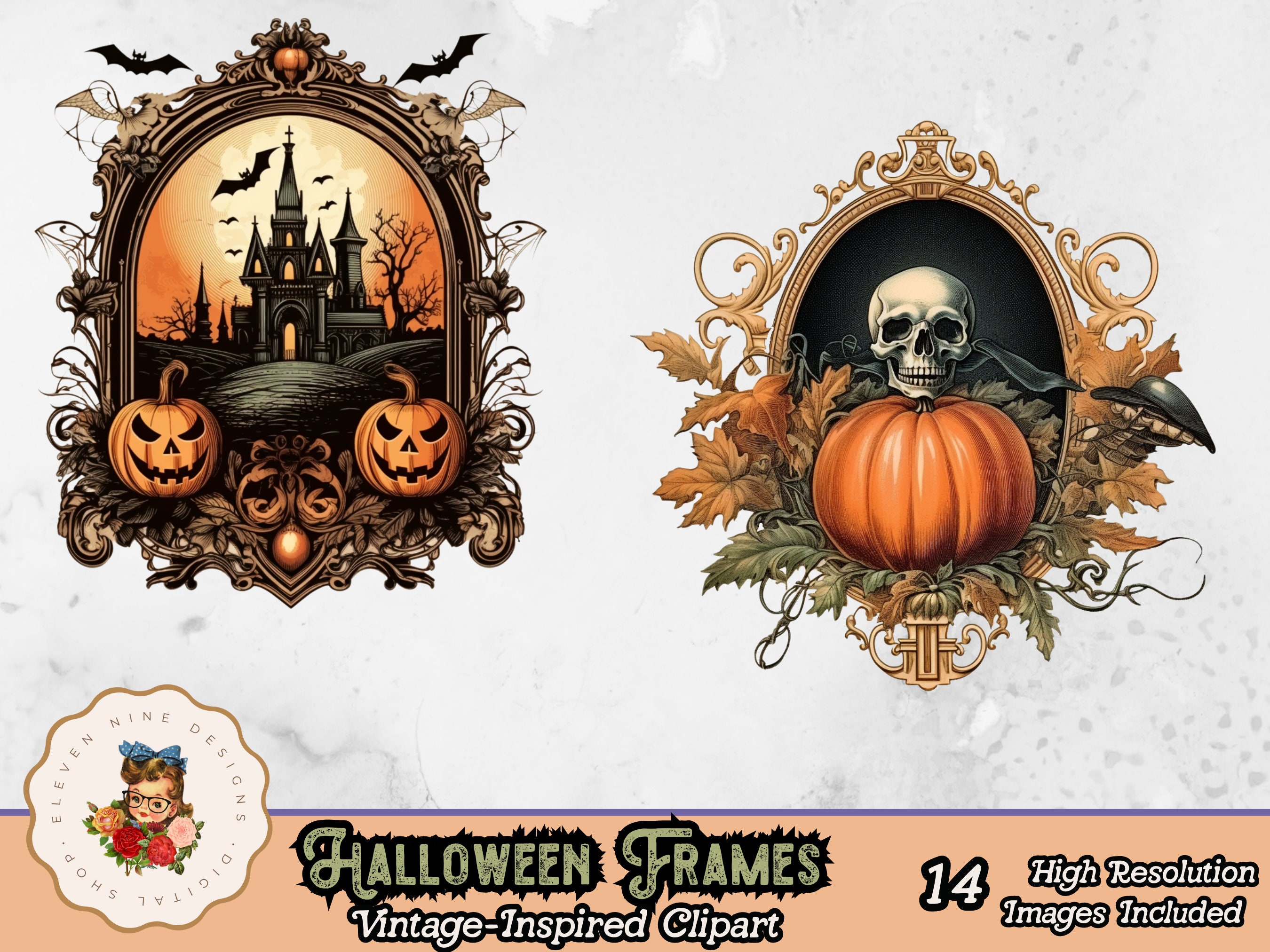 Halloween Ornate Frames Clipart, Spooky Vintage Halloween PNG, Gothic ...