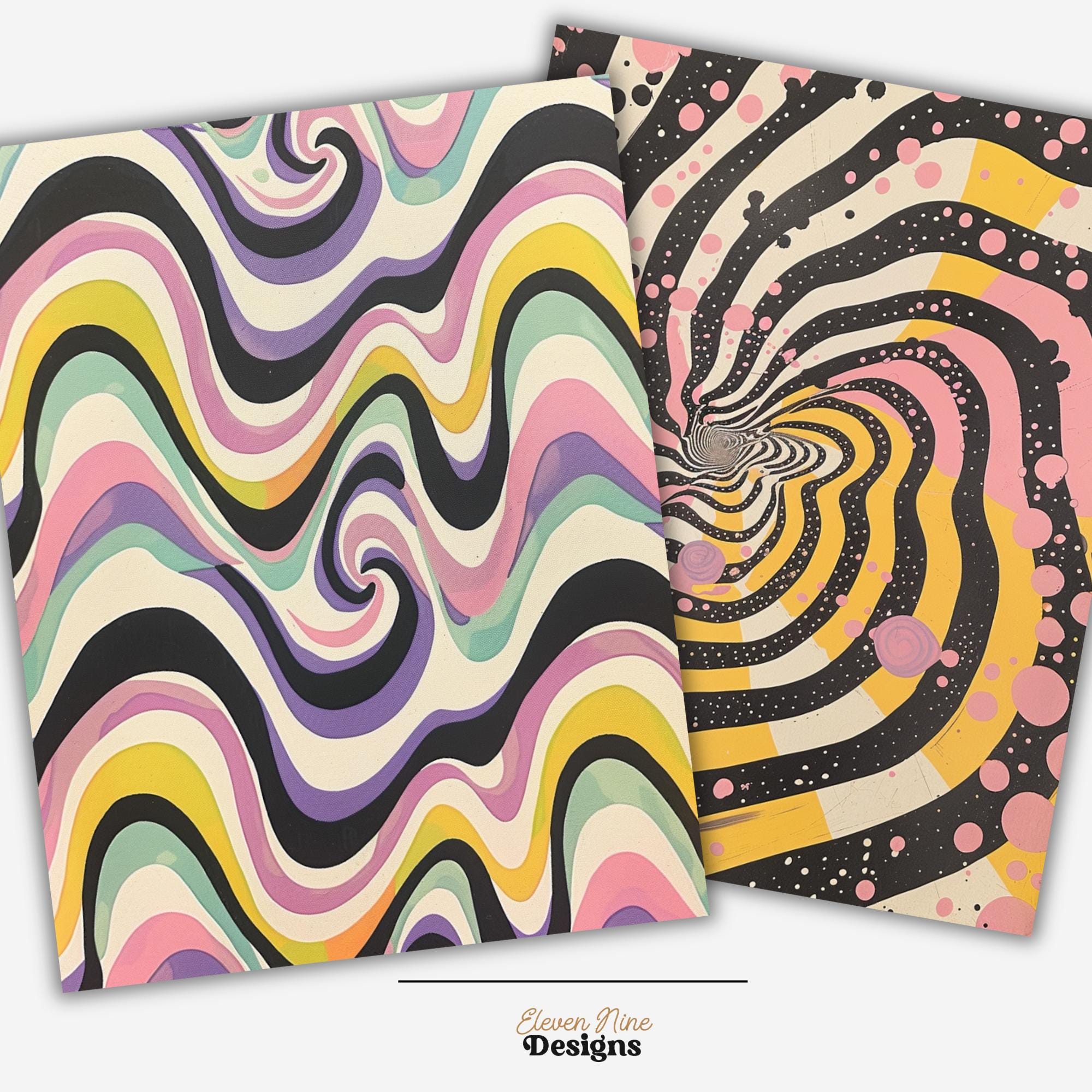Retro Pastel Doodles Digital Paper, 80s 90s Pattern Paper, Abstract ...