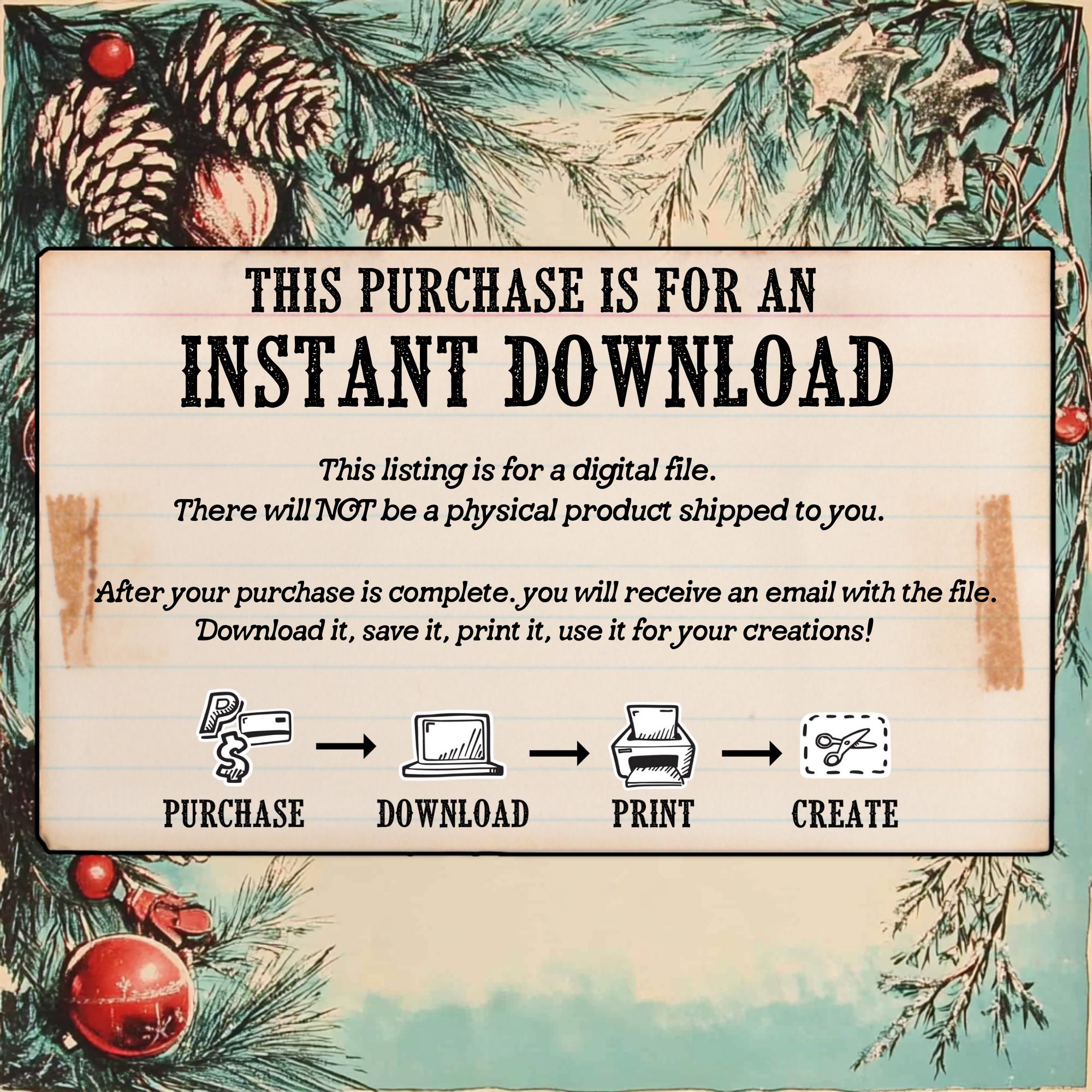 Gingerbread Printable, Printable Vintage Christmas, Digital Ephemera ...