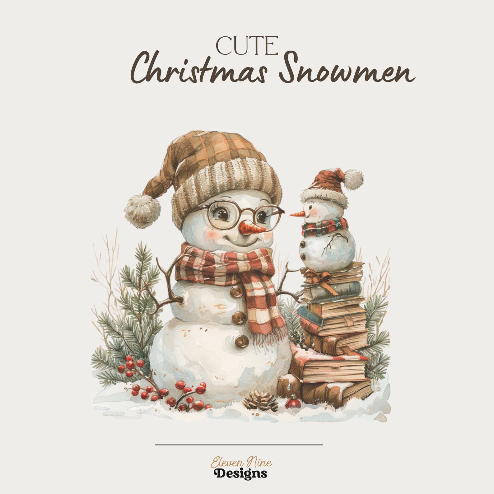 Cute Snowmen Clipart Set, Winter Clip Art Bundle, Digital Snowmen ...