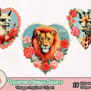 Valentine Hearts Clipart, Animal Valentines, Safari Jungle Animal PNG ...