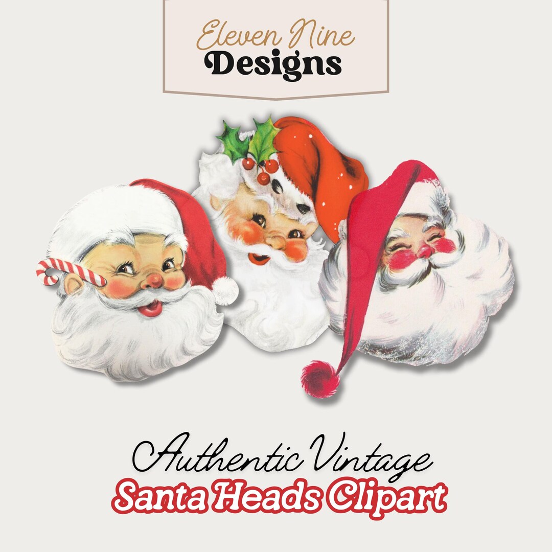 Retro Santa PNG, Cute Santa Clipart, Vintage Christmas Clipart, Retro ...