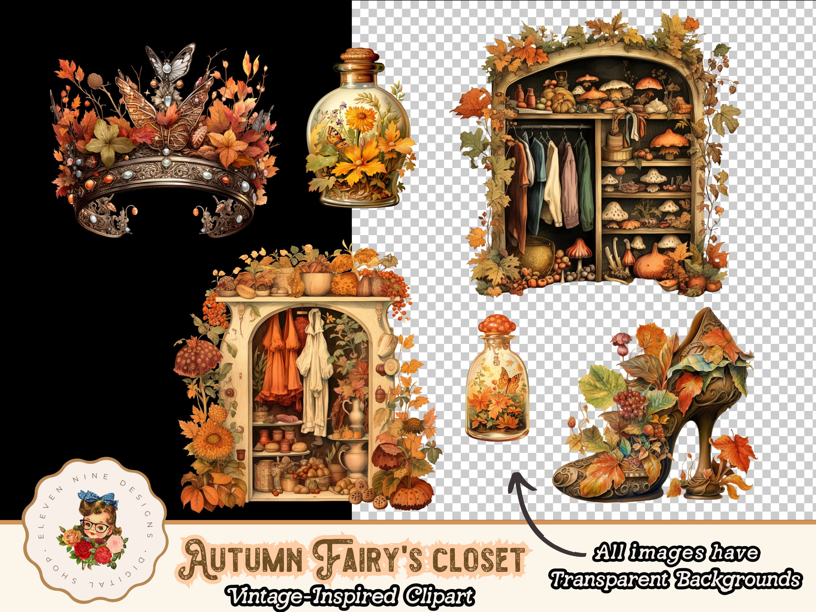 Fairy Clipart PNG, Closet Clipart, Fantasy Autumn Fall Clipart, Magical ...