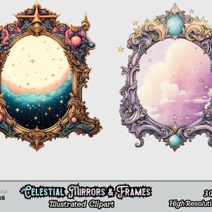 Celestial Clipart, Fantasy Frames PNG, Galaxy Digital Clipart, Sun and ...