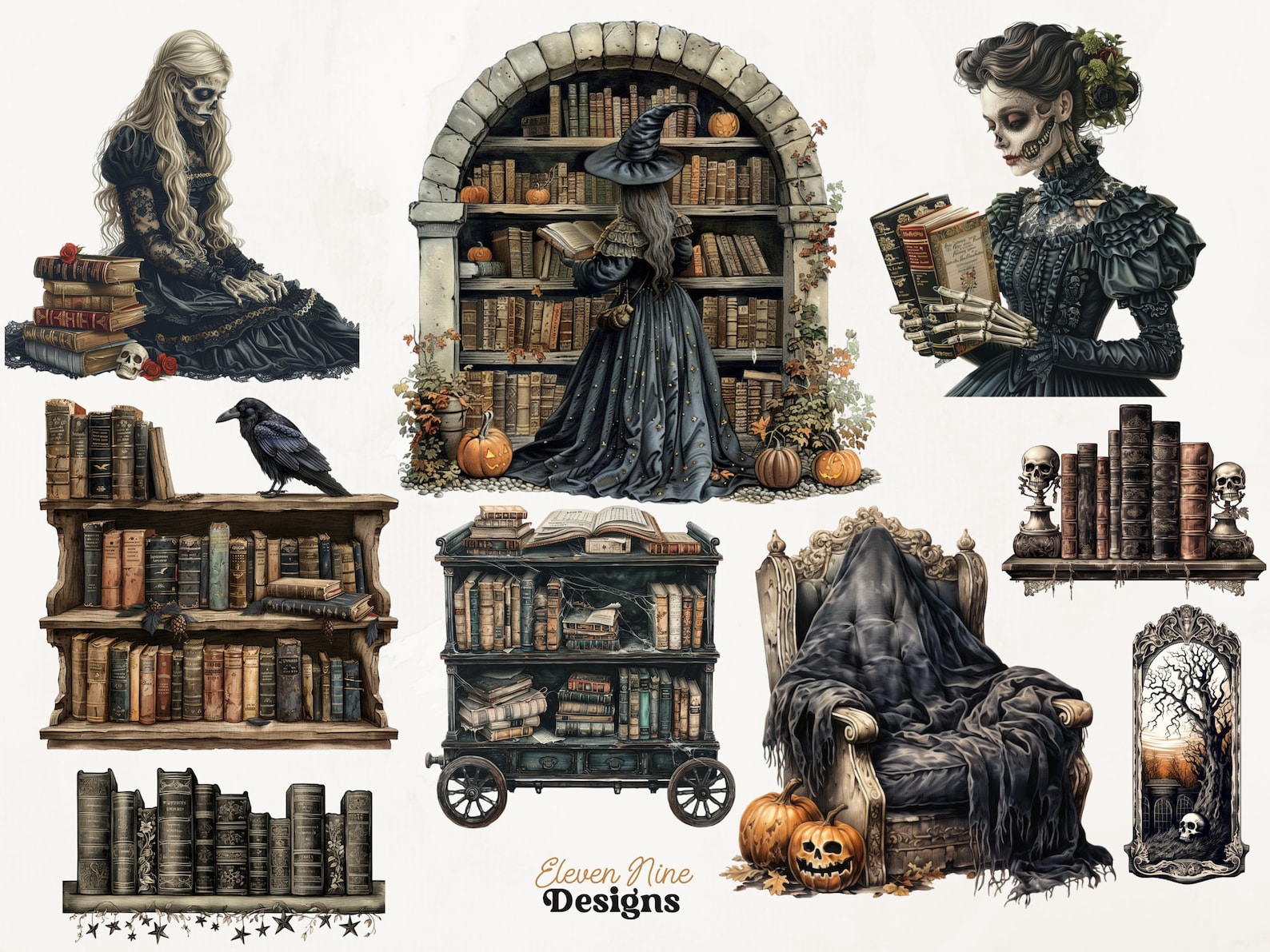 Halloween Witch Library PNG Clipart, Vintage Books, Spooky Witches ...