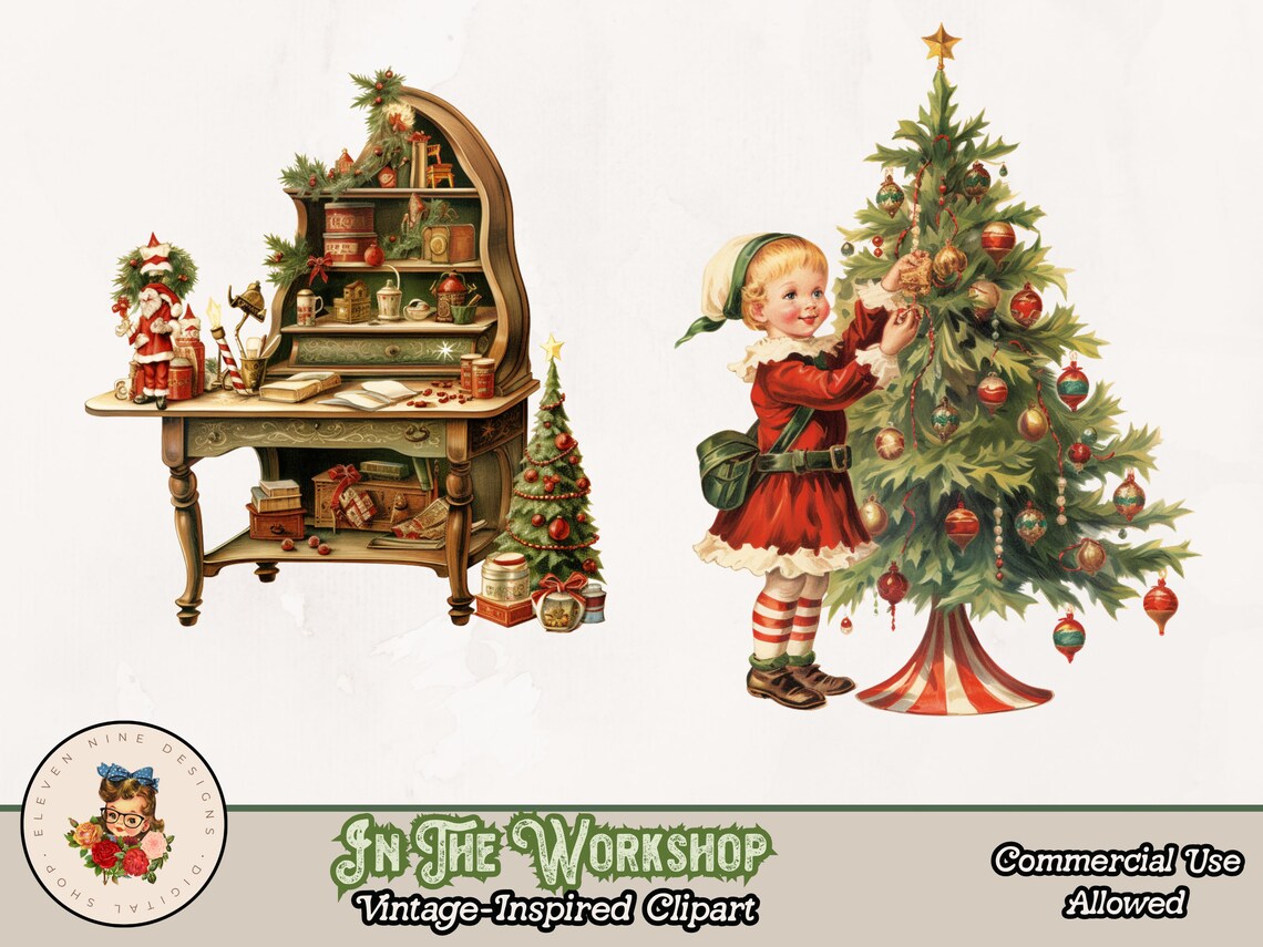 Christmas Elf Clipart PNG, Vintage Christmas Clipart, Elf Design, Elves ...