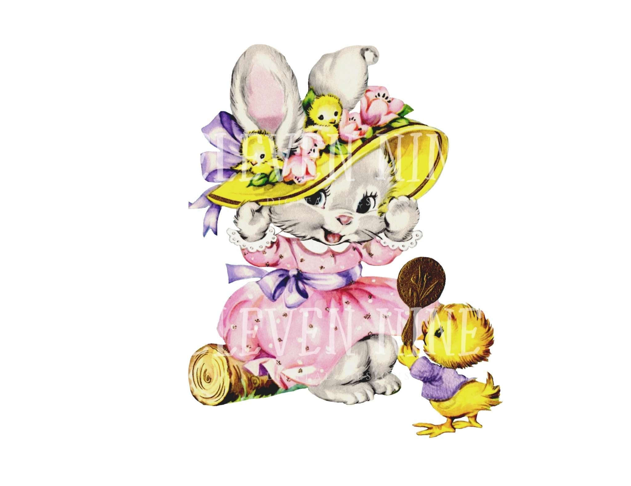 Easter Clipart Vintage Easter Bunny Retro Clipart Cute | Etsy