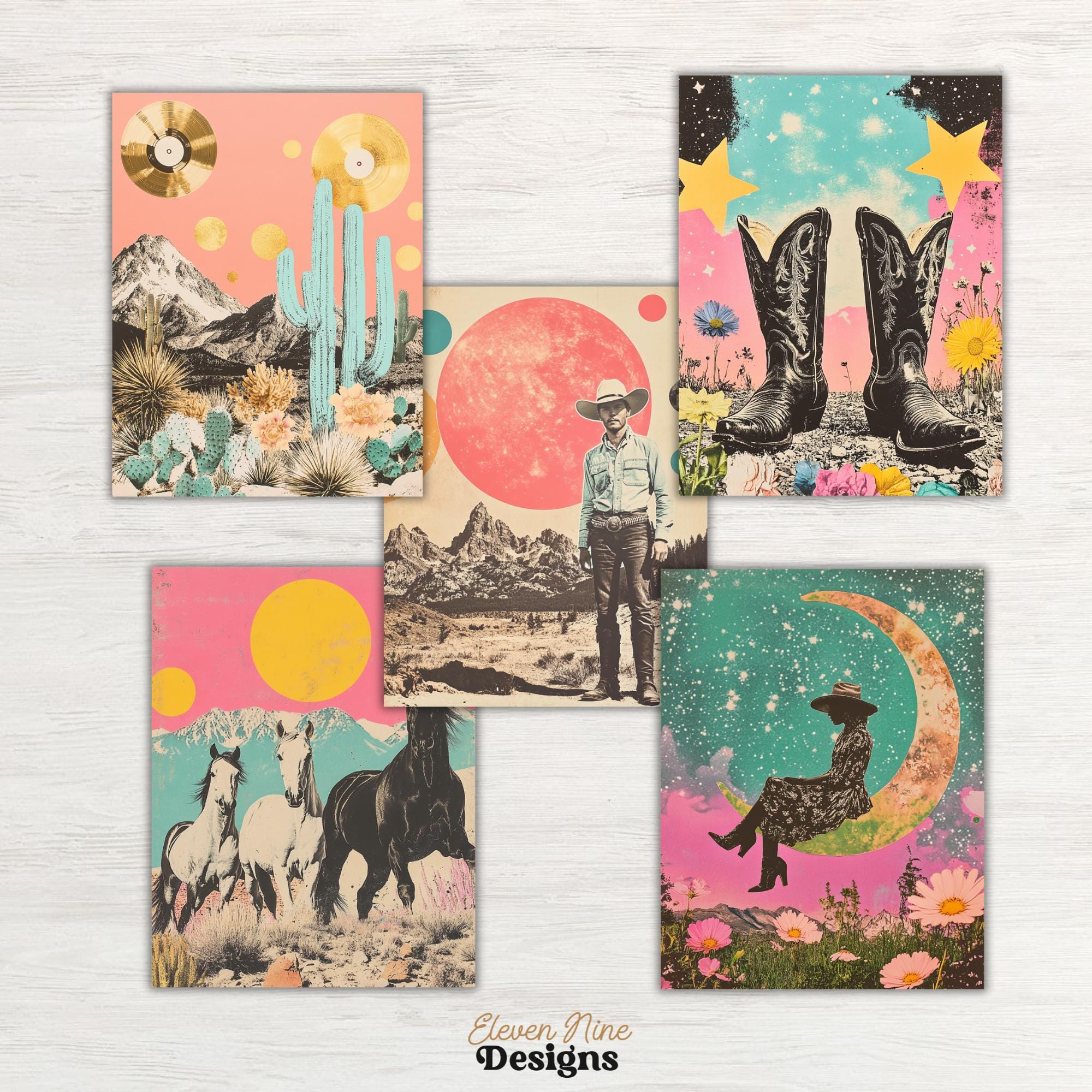 Retro Western ATC Cards: Pop Art Cowboy Junk Journal Ephemera (digital ...