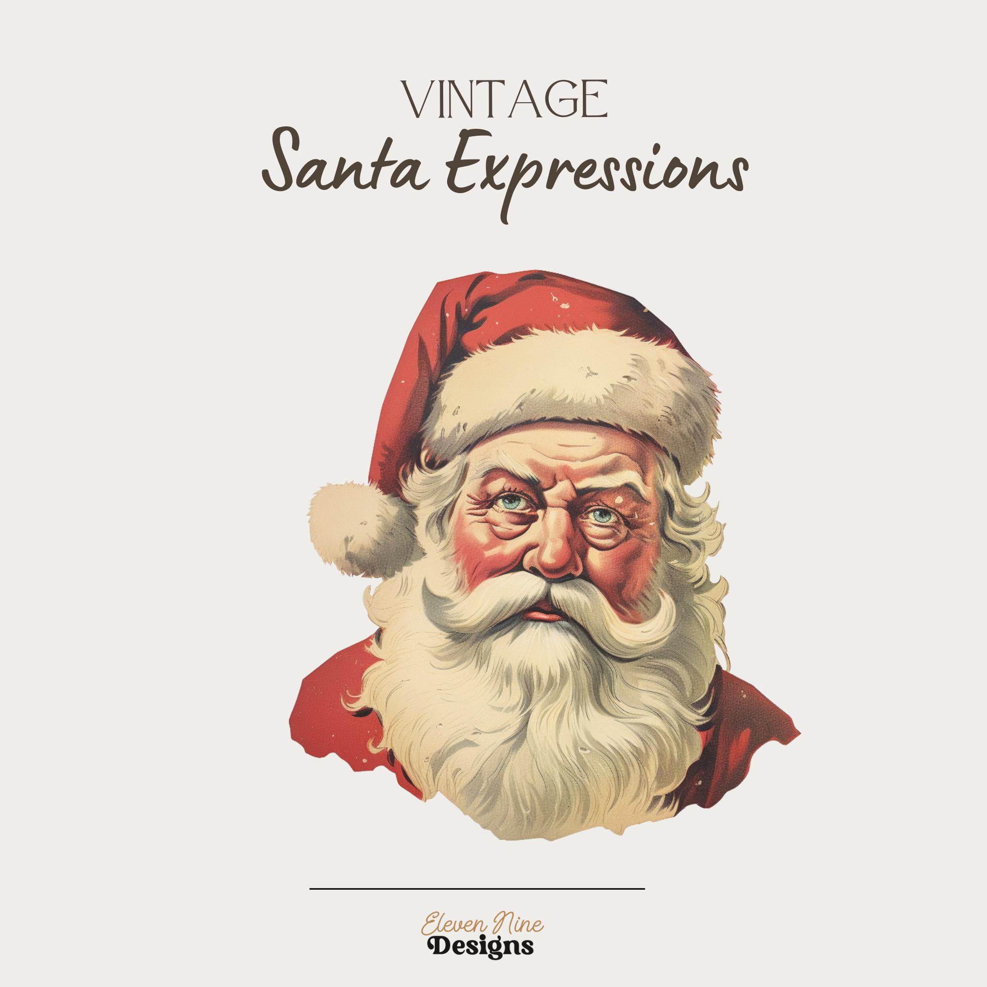 Santa Clipart PNG, Vintage Christmas Clipart, Retro Santa PNG, Vintage ...