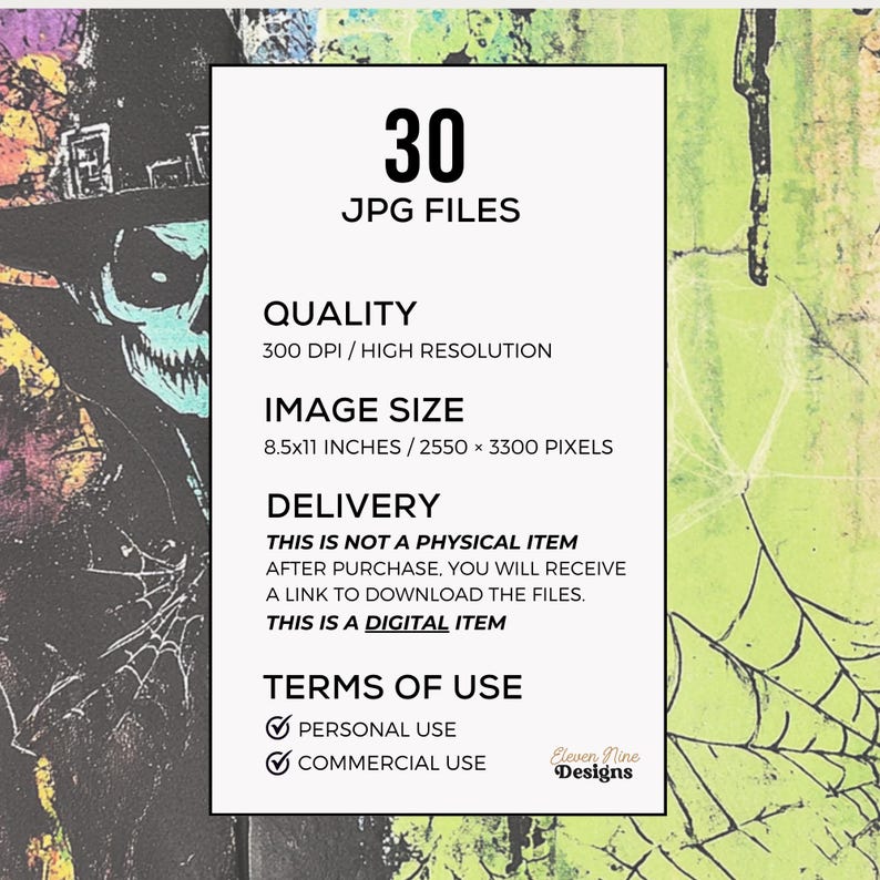 Halloween Grunge Digital Paper Pack – 30 Spooky 8.5x11" Jpgs, Horror ...