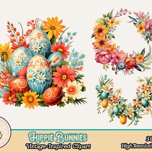 Retro Hippie Bunny Clipart, Hippie PNG, Retro 60's 70's Groovy Boho ...