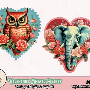 Valentine Hearts Clipart, Animal Valentines, Safari Jungle Animal PNG ...