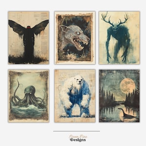 Cryptid Digital Paper Pack, Vintage Cryptid Ephemera, Cryptid ...